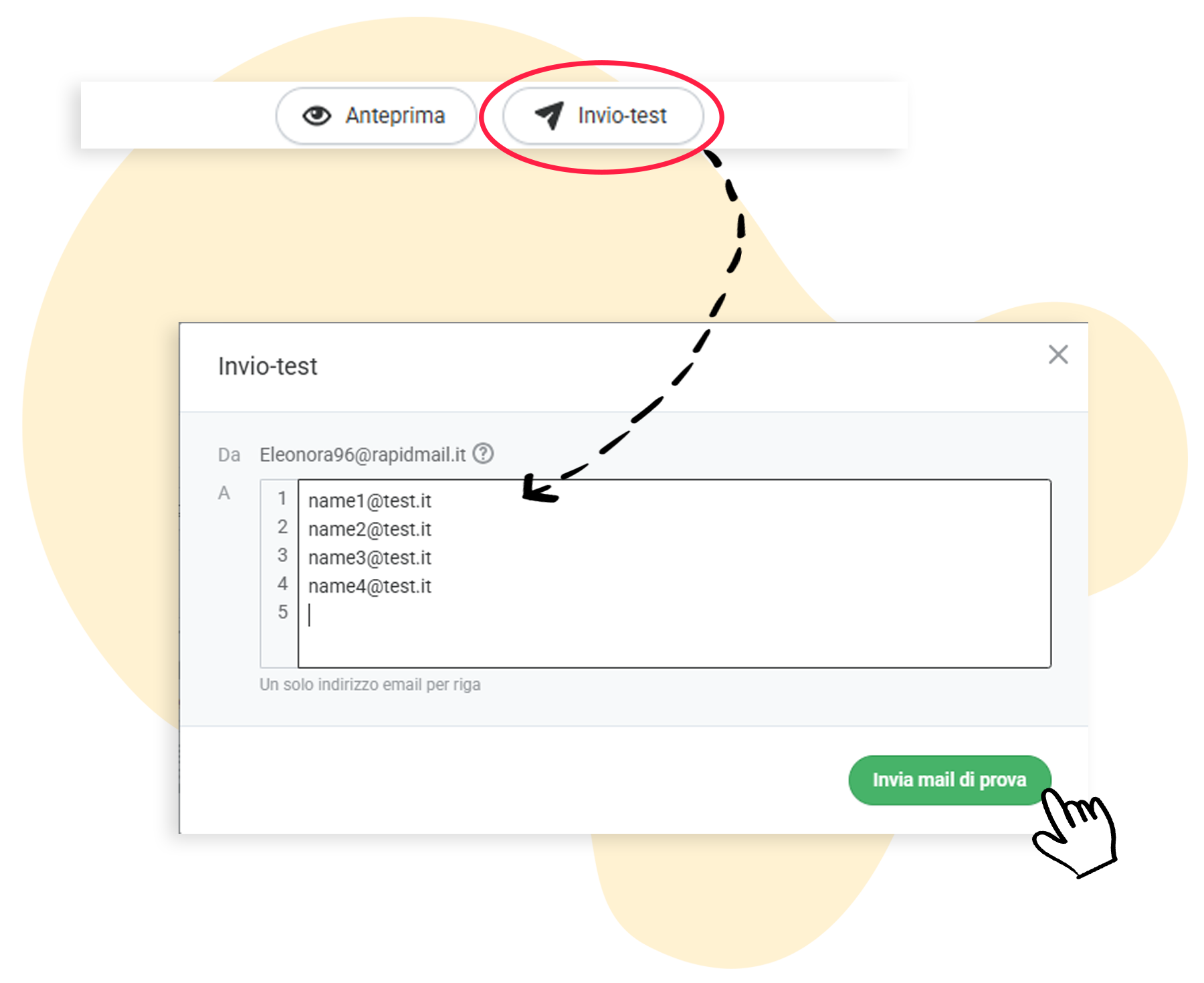 Invio di mail di prova – Centro assistenza rapidmail